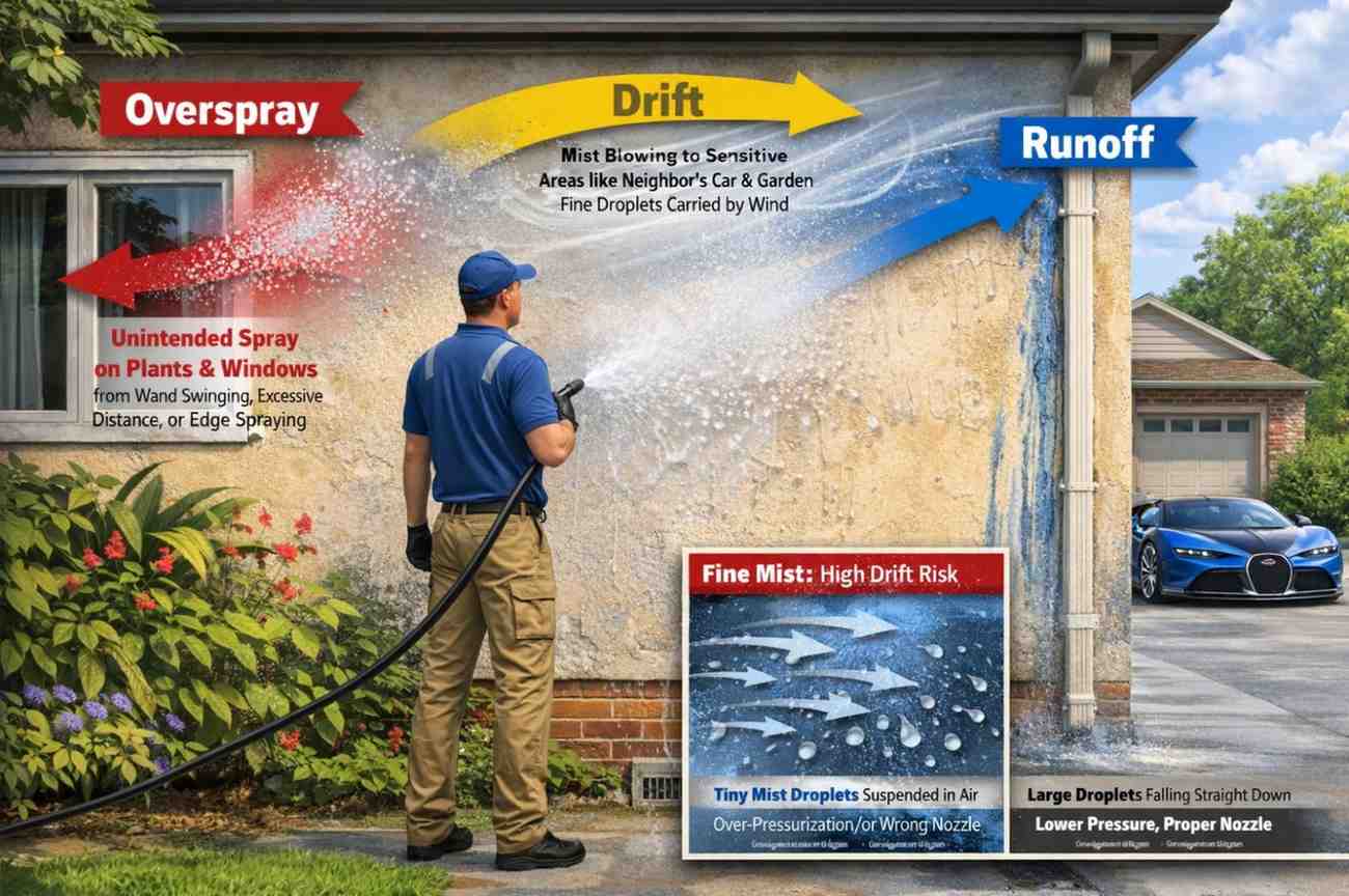 Managing Overspray and Drift in Soft Washing | 2026